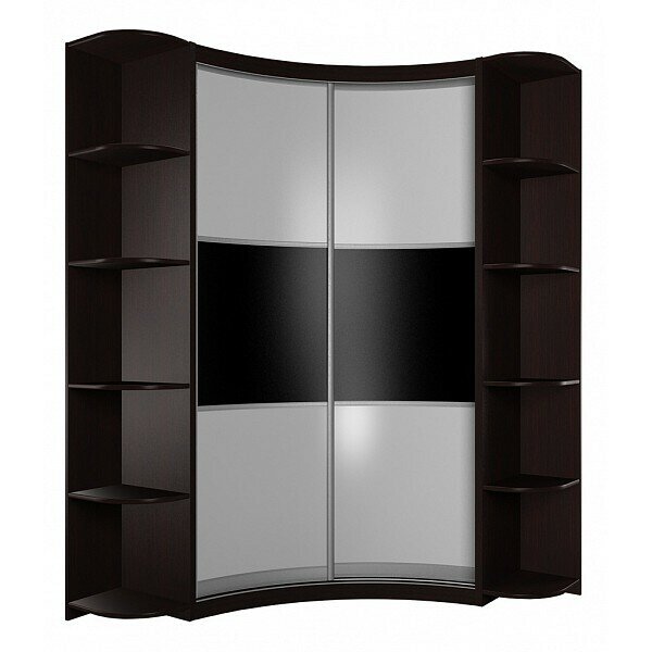 Радиусный шкаф-купе DoorDoor-20 венге / белый, черный 148х220х148 см, цвет на заказ