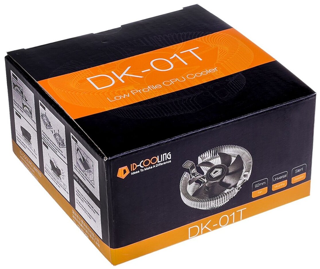 Устройство охлаждения(кулер) ID-Cooling DK-01T Soc-AM4/1151/1200 3-pin 24dB Al 95W 195gr Ret