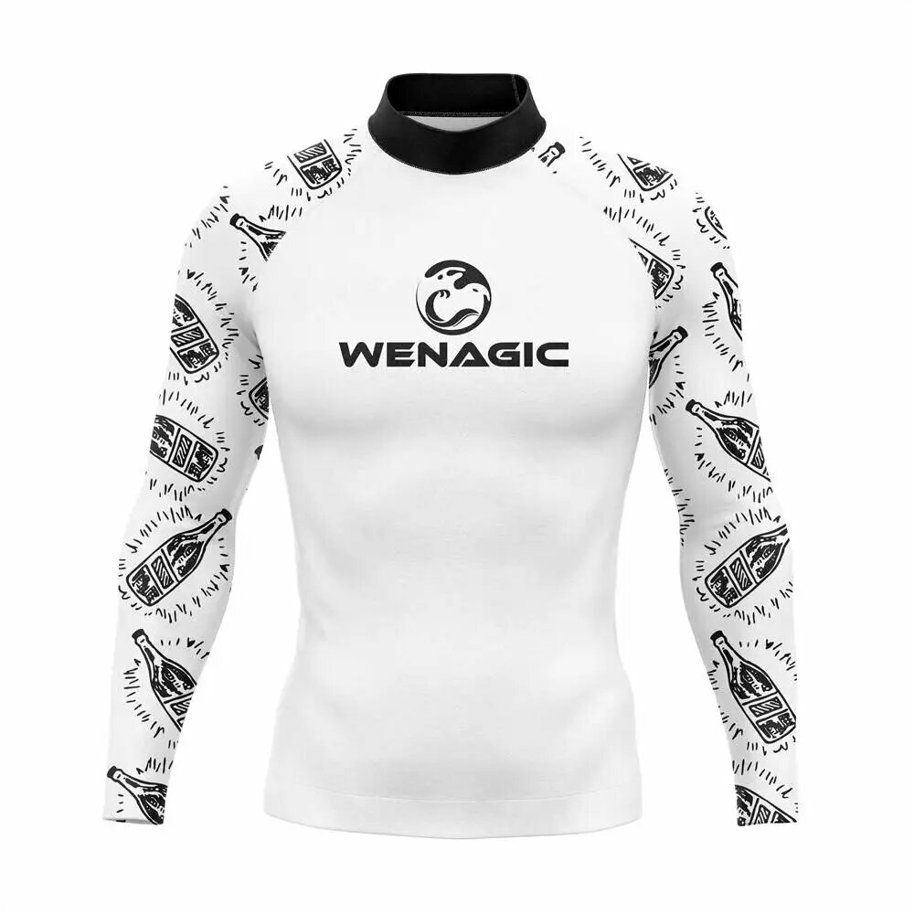 Мужская лайкра Rash Guard WENAGIC, белая, S