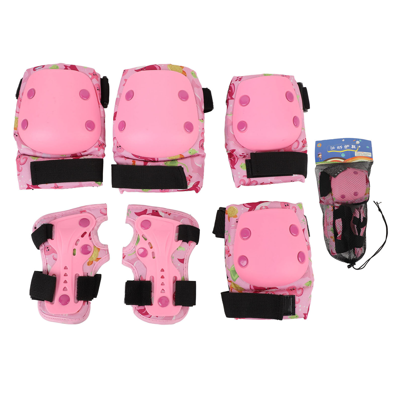 Детский защитный комплект: регулируемые наколенники, налокотники, защита запястий с сумкой на завязках для самоката, велосипеда, коньков, розовый, для детей весом от 22,5 до 37,5 кг/от 49,6 до 82,7 фунтов.