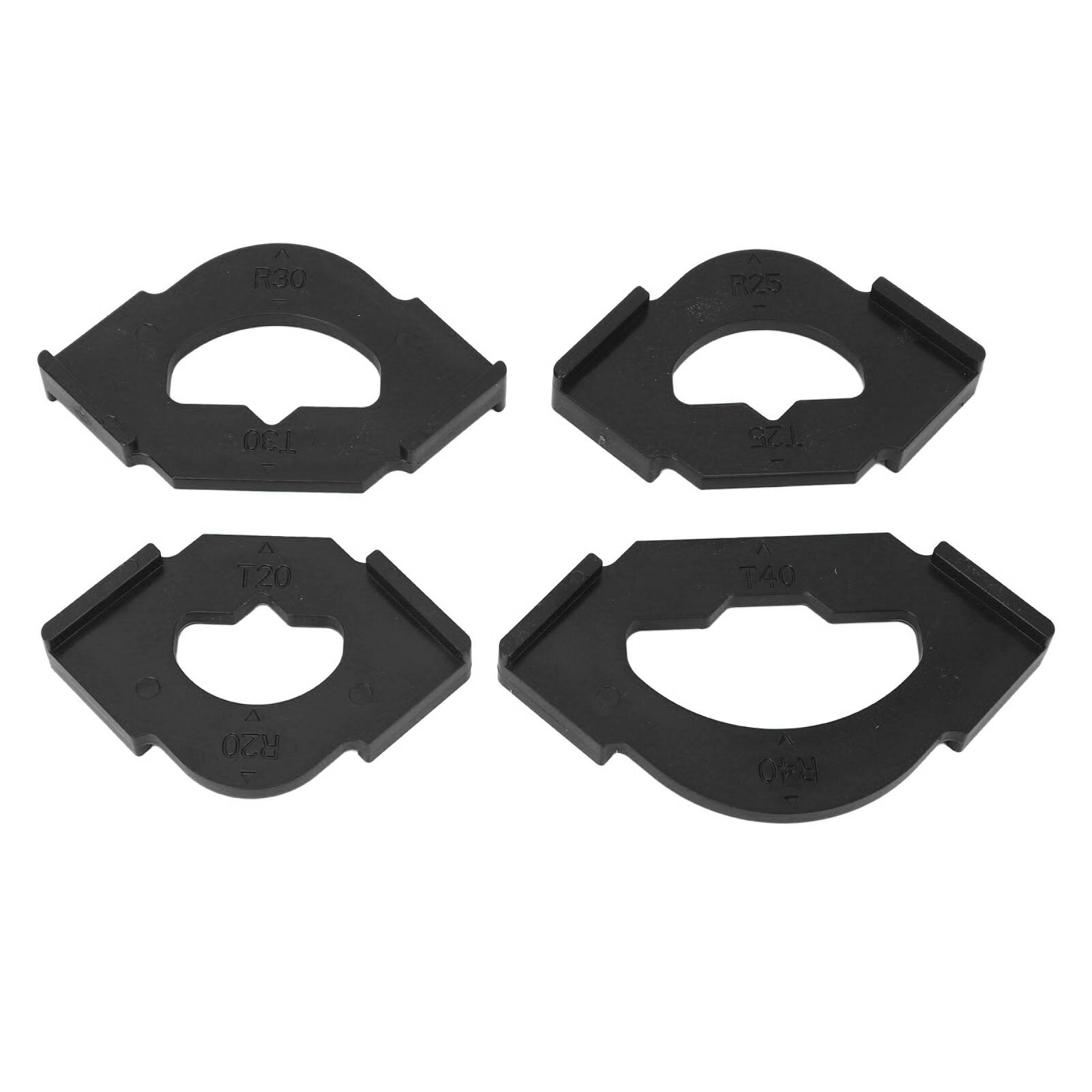 4 шт. Шаблоны для фрезерования радиусов R20T20 R25T25 R30T30 R40T40, пластиковые, для угловой обработки древесины.
