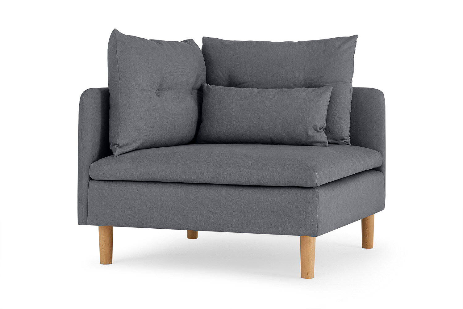 Кресло угловое Ишим, 99,5х69х99,5 см, обивка велюр, с подушками, цвет серый