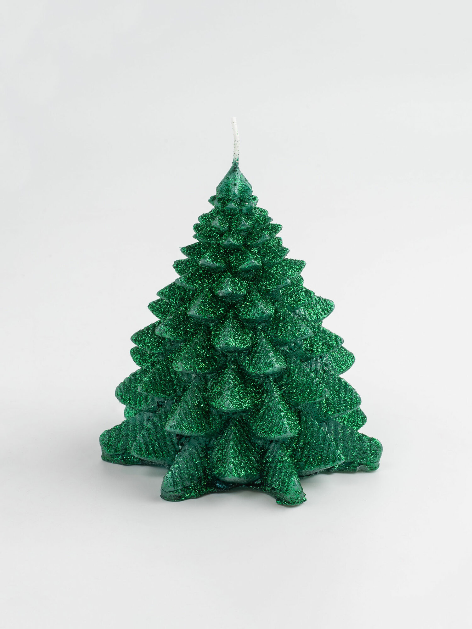 Свеча декоративная Kuchenland, 11x13 см, с блестками, зеленая, Елка, Fir candle