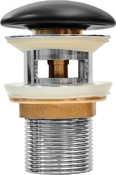 Донный клапан для раковины IDDIS Optima Home OPHBM0Wi88 с переливом, черный, матовый, с системой клик-клак, латунный, керамический