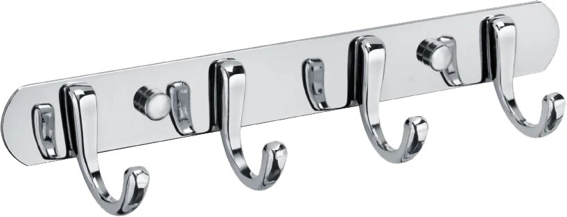 Крючок Fixsen Equipment FX-1714 латунный, 4 крючка, хром, вешалка для полотенец в ванную