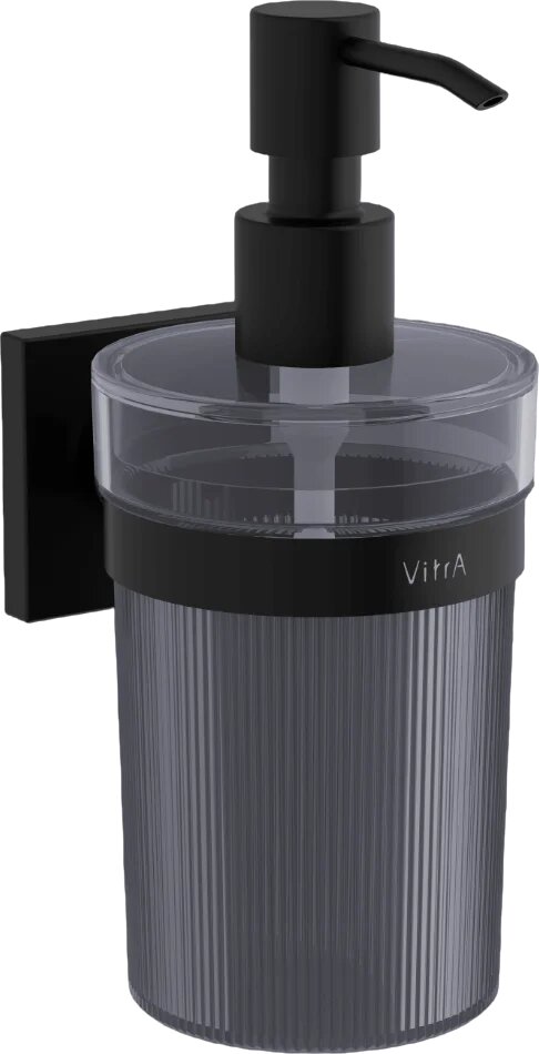 Дозатор для жидкого мыла VitrA Root A4480736 подвесной, механический, черный, матовый, пластиковый, круглый, диспенсер для мыла