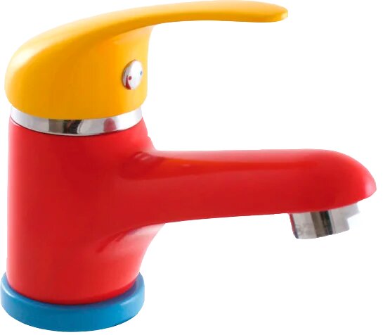 Смеситель для раковины Rav Slezak Sazava Junior SAJ026.5 красный, желтый, глянцевый, кран для ванной в раковину, из латуни, рычажный, с керамическим картриджем, для детей