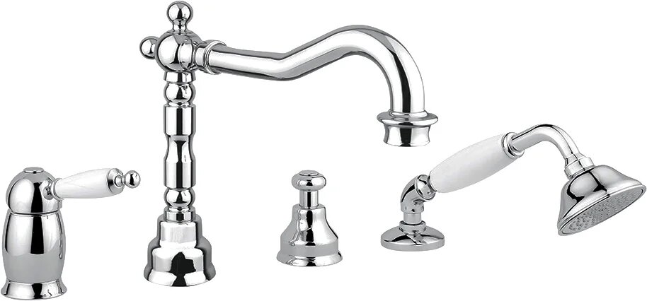 Смеситель на борт ванны Migliore Oxford 19125 С внутренней частью, встраиваемый, с душевой лейкой, хром, глянцевый, латунный, смеситель для ванны с душем, рычажный