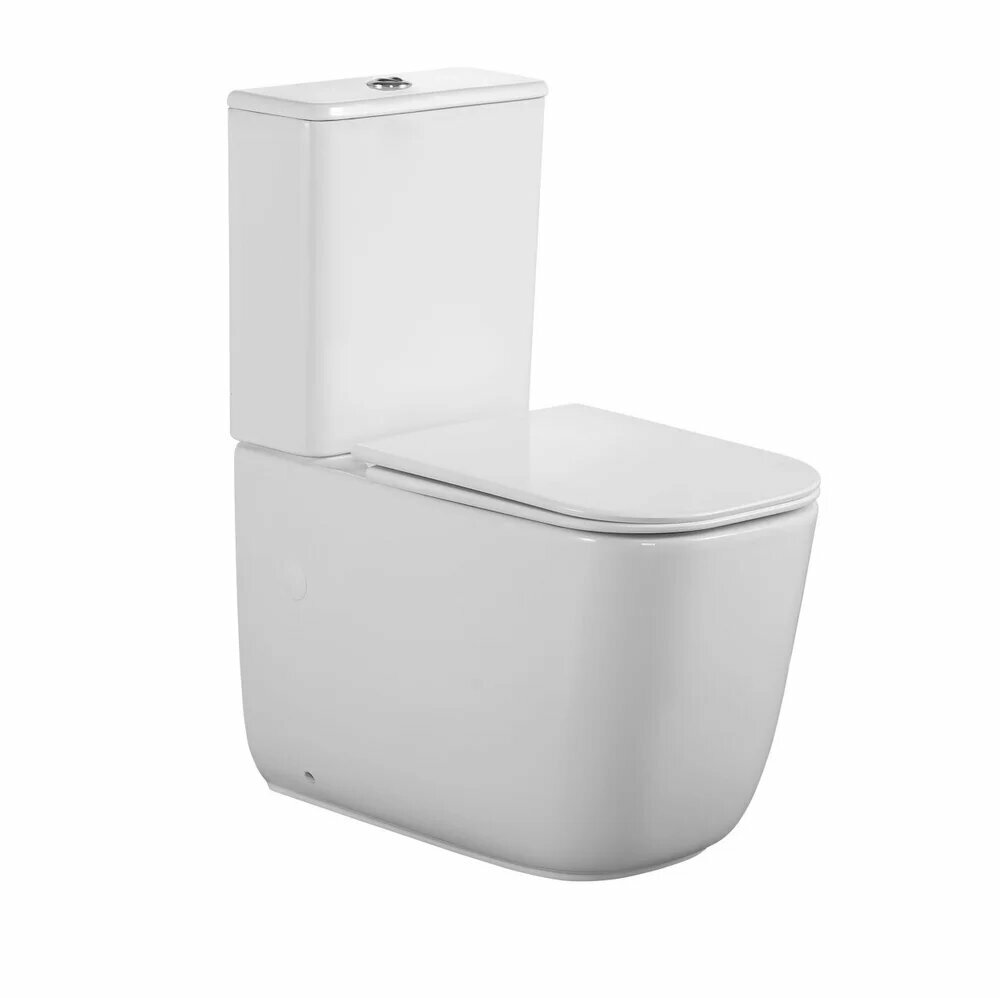 Унитаз-компакт напольный Ceruttispa Mirco CT11090 с микролифтом, безободковый, фарфоровый, белый, с нижним подводом, прямоугольный