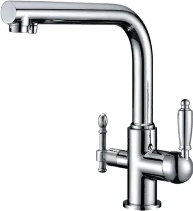 Смеситель для кухни Zorg Clean Water ZR 313 YF-33 хром с краном для питьевой воды, с поворотным изливом, хром, глянцевый, однорычажный, латунный, с керамическим картриджем