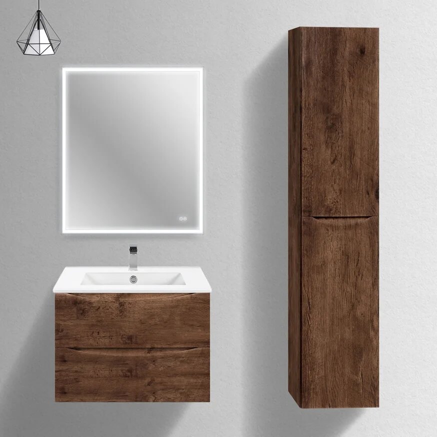 Мебель для ванной комнаты Vincea Mia Slim 70, 2 ящика, темное дерево