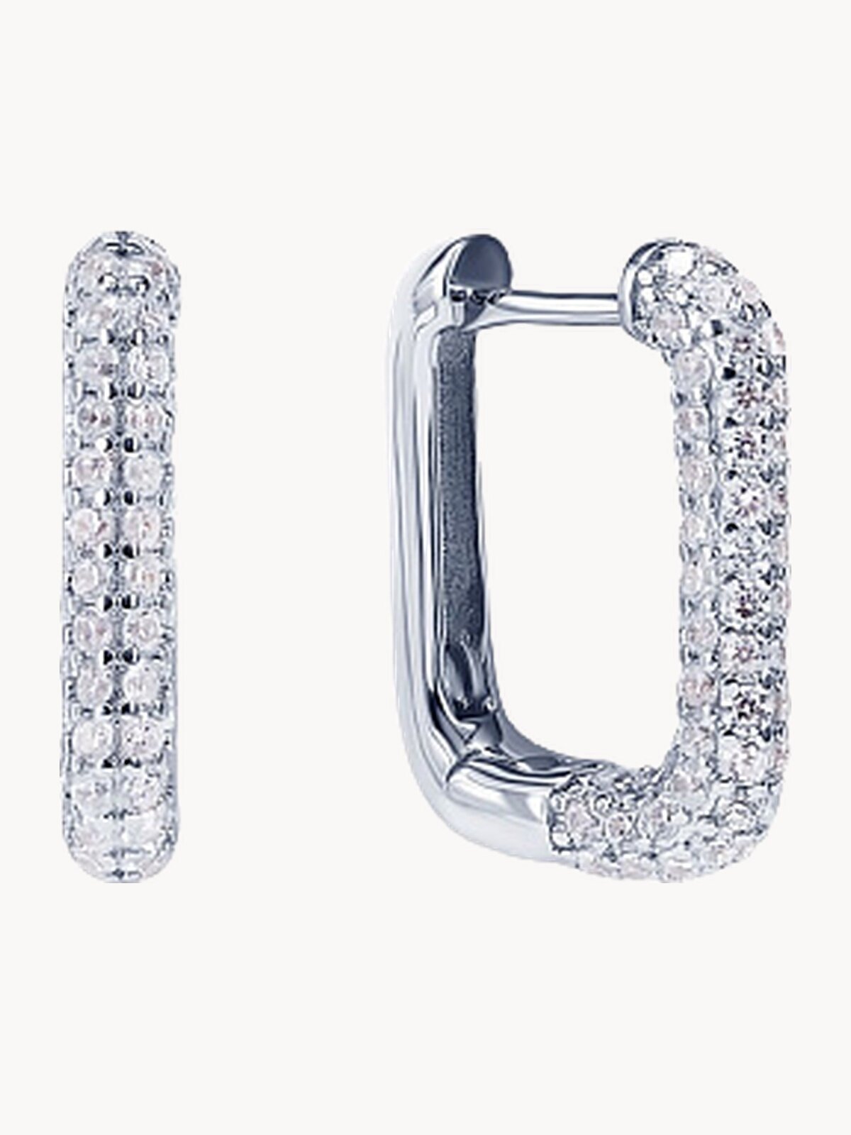 Серьги конго, серебро, 925 проба, родирование, фианит