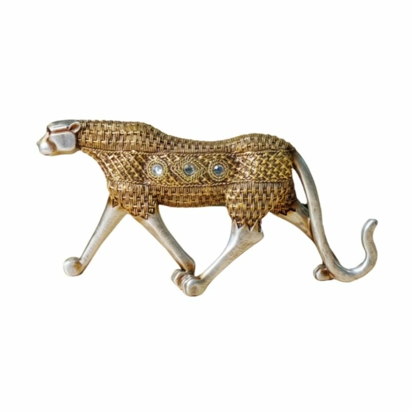 Фигурка леопарда из ротанга, серебряная (1 шт.)