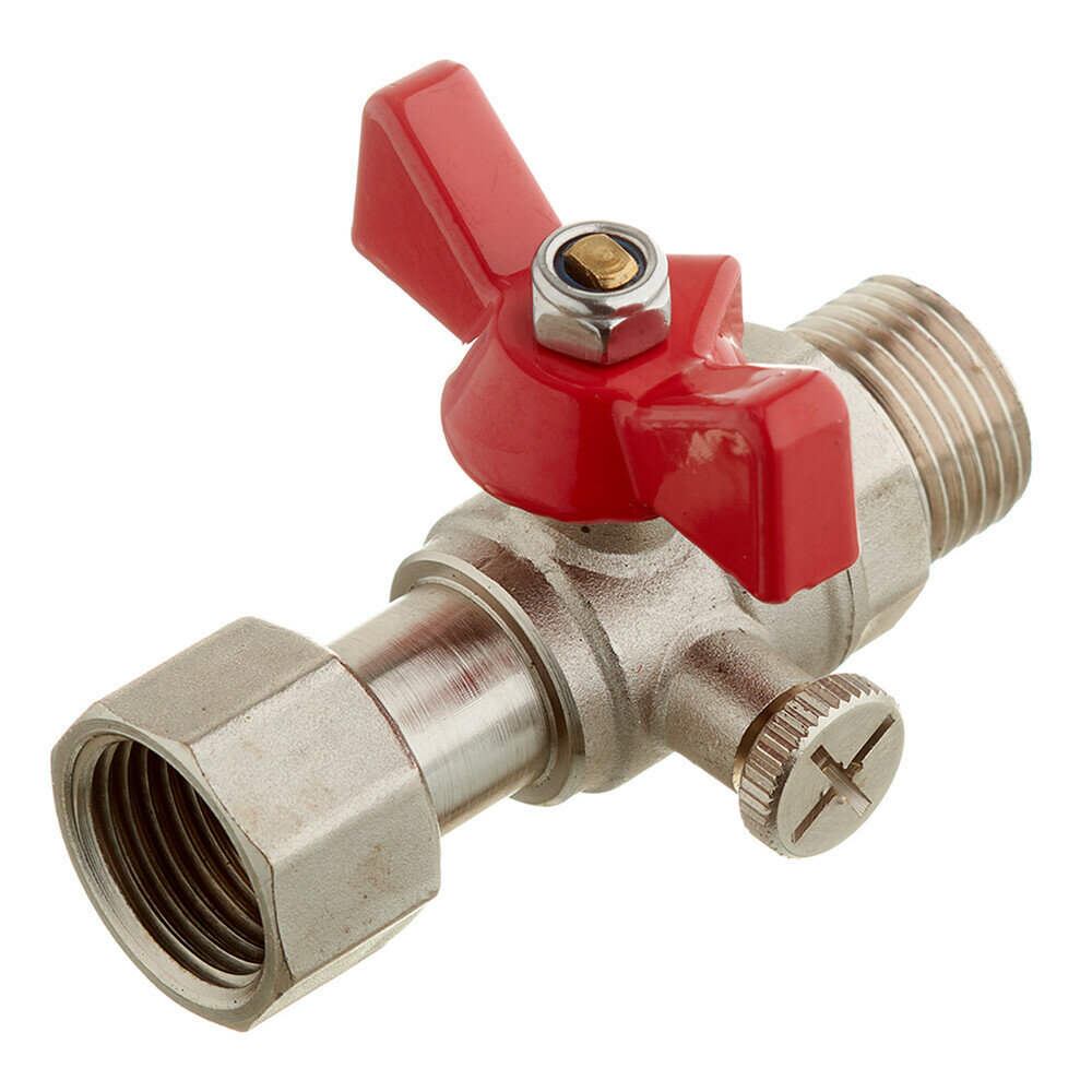 Кран шаровой латунный Valtec 1/2 НРш х 1/2 ВРг для подключения манометра проходной бабочка прямой VT.806. N.0404