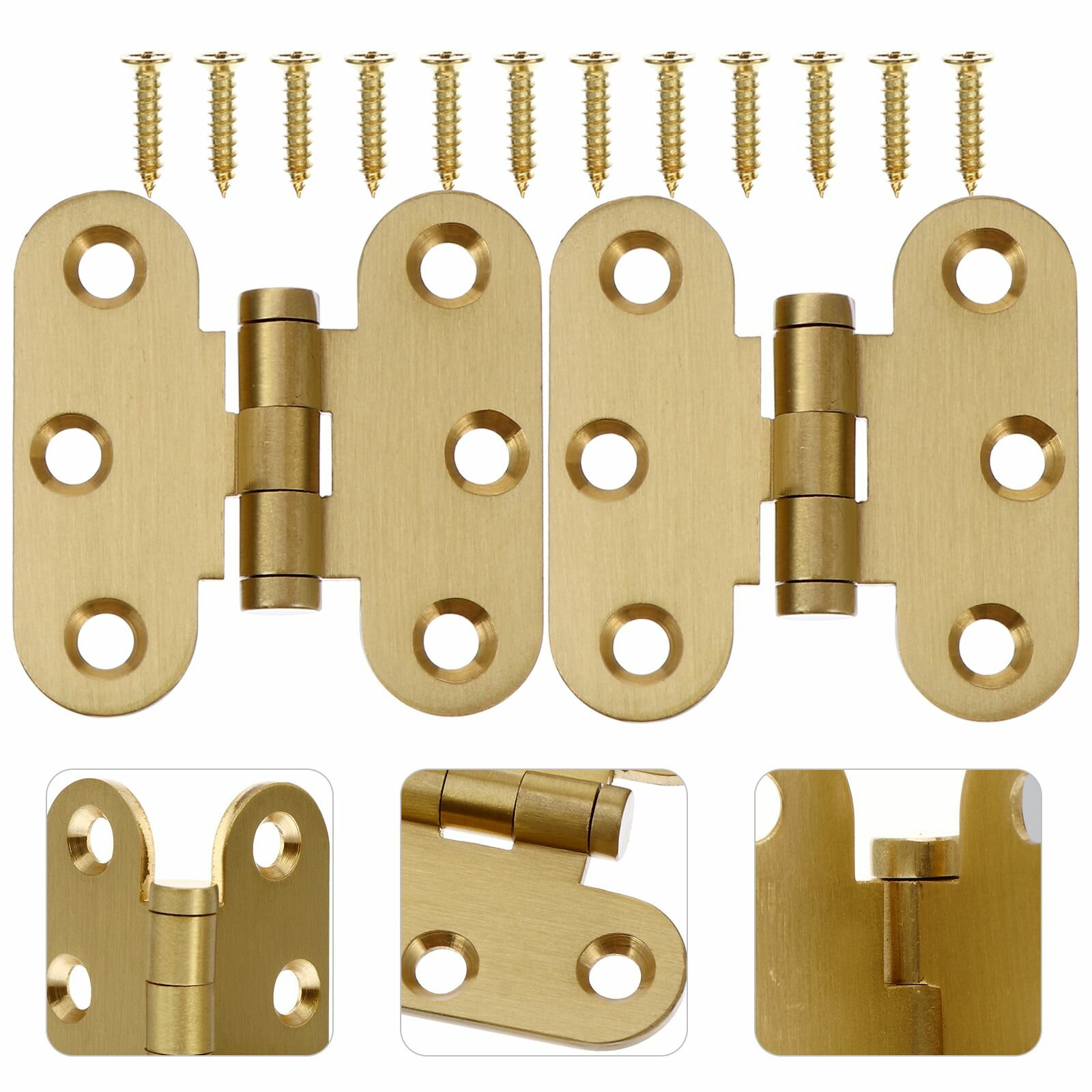 Мебельные петли декоративные для шкафа и шкатулки — 2 шт с 12 винтами, латунь/медь, винтаж для ящиков и коробок