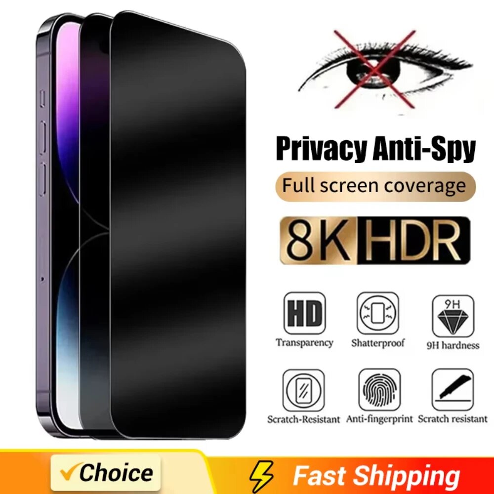 1-2 Шт. Защитная Пленка Full Cover Anti-Spy Для Экрана iPhone, Закаленное Стекло, Защита От Отпечатков Пальцев И Царапин