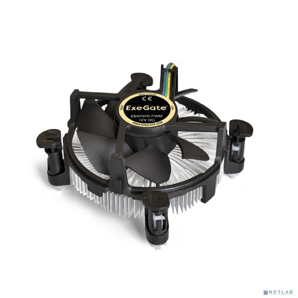 Exegate EX283279RUS Кулер ExeGate EE97379-PWM, Al, S1150/1151/1155/1156, TDP 65W, Hydro bearing, 4pin, 23.5db, BOX
