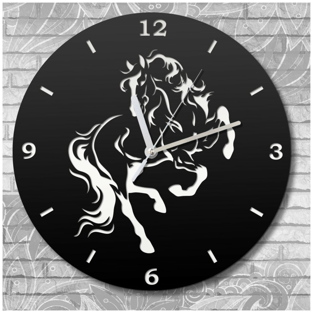 Настенные часы деревянные бесшумные животные (лошадь) - 101