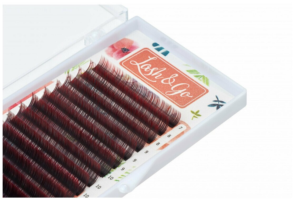 Lash&Go Омбре ресницы Красный микс D 0.07 7-14 mm (16 линий)