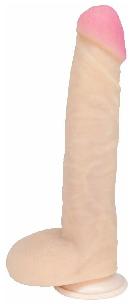 LOVETOY (А-Полимер) Фаллоимитатор-гигант на присоске из неоскин - 25,5 см. Гиганты