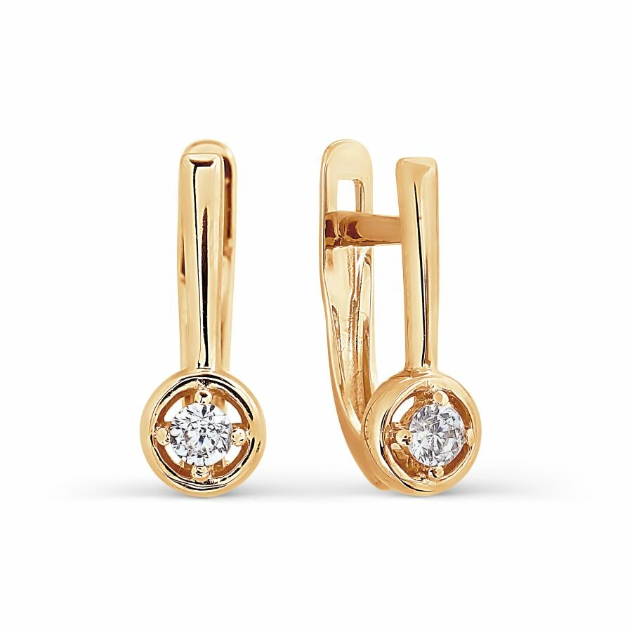 Серьги, золото, 585 проба, фианит