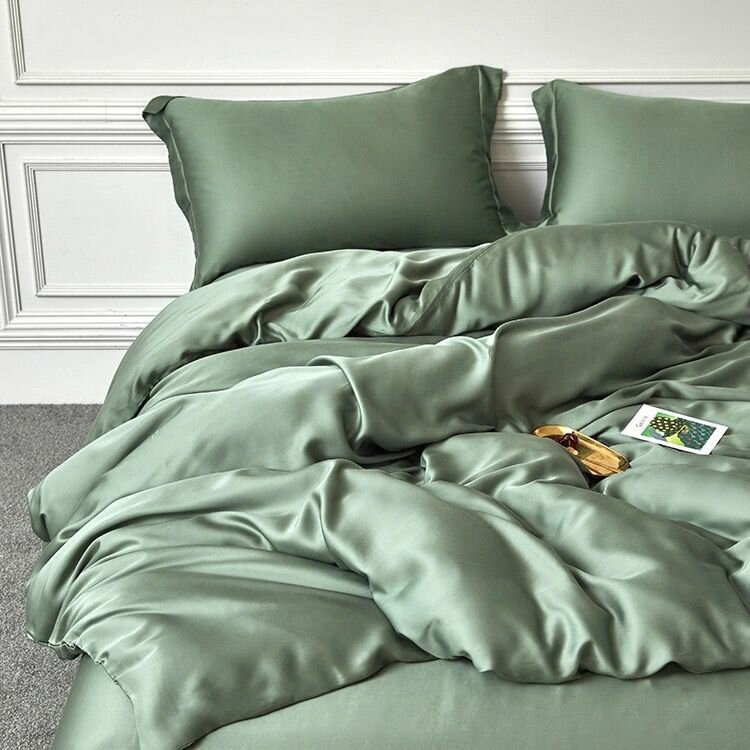 Комплект постельного белья, Евро, Тенсель, "Полынь", наволочки с ушками 50X70