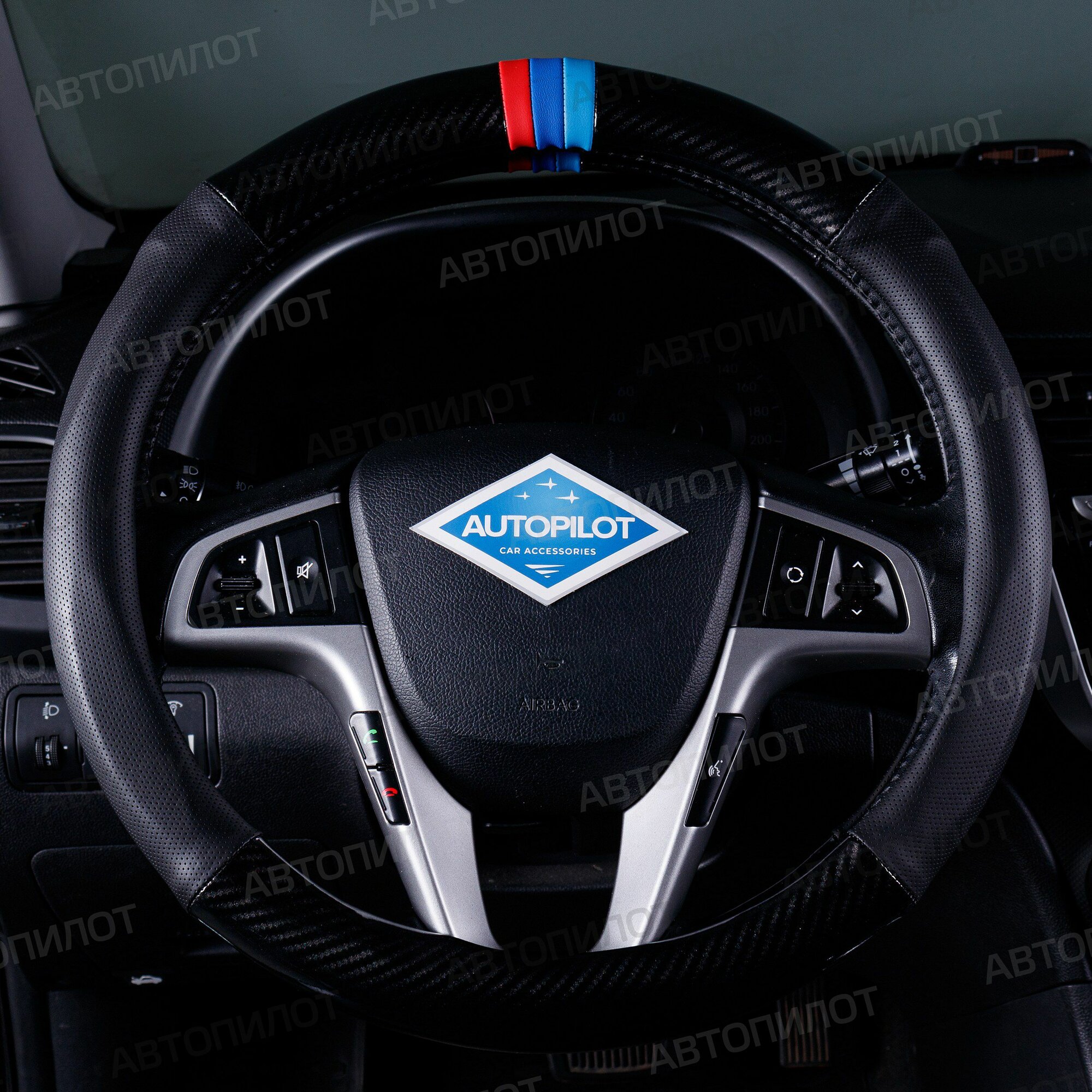 Оплетка на руль Subaru / Субару Levorg, Impreza, Forester, Legacy, Outback, XV и др, черный, Чехол на руль 37 - 39 см