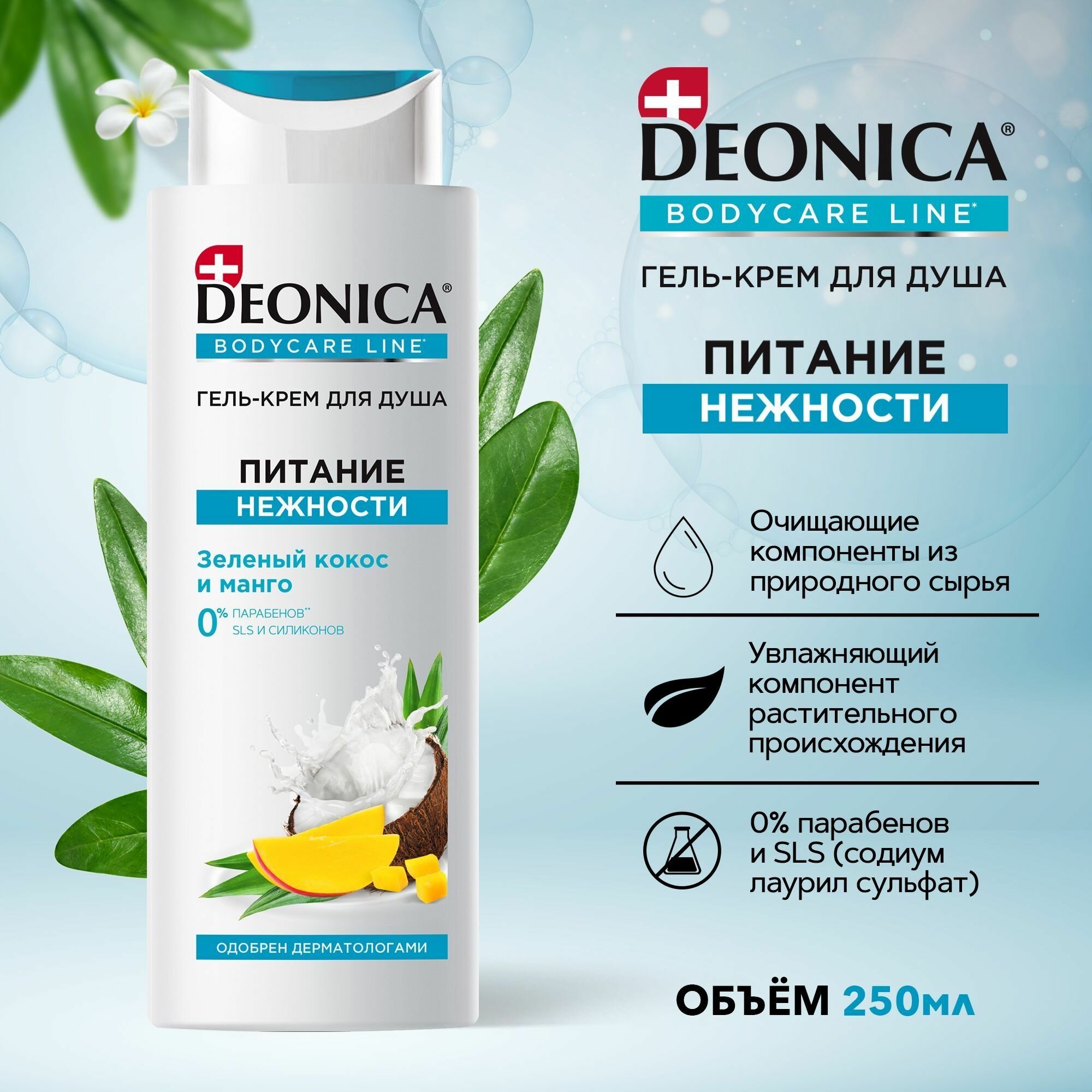 Гель для душа Deonica Питание нежности/Уход и обновление 2 шт по 250 мл