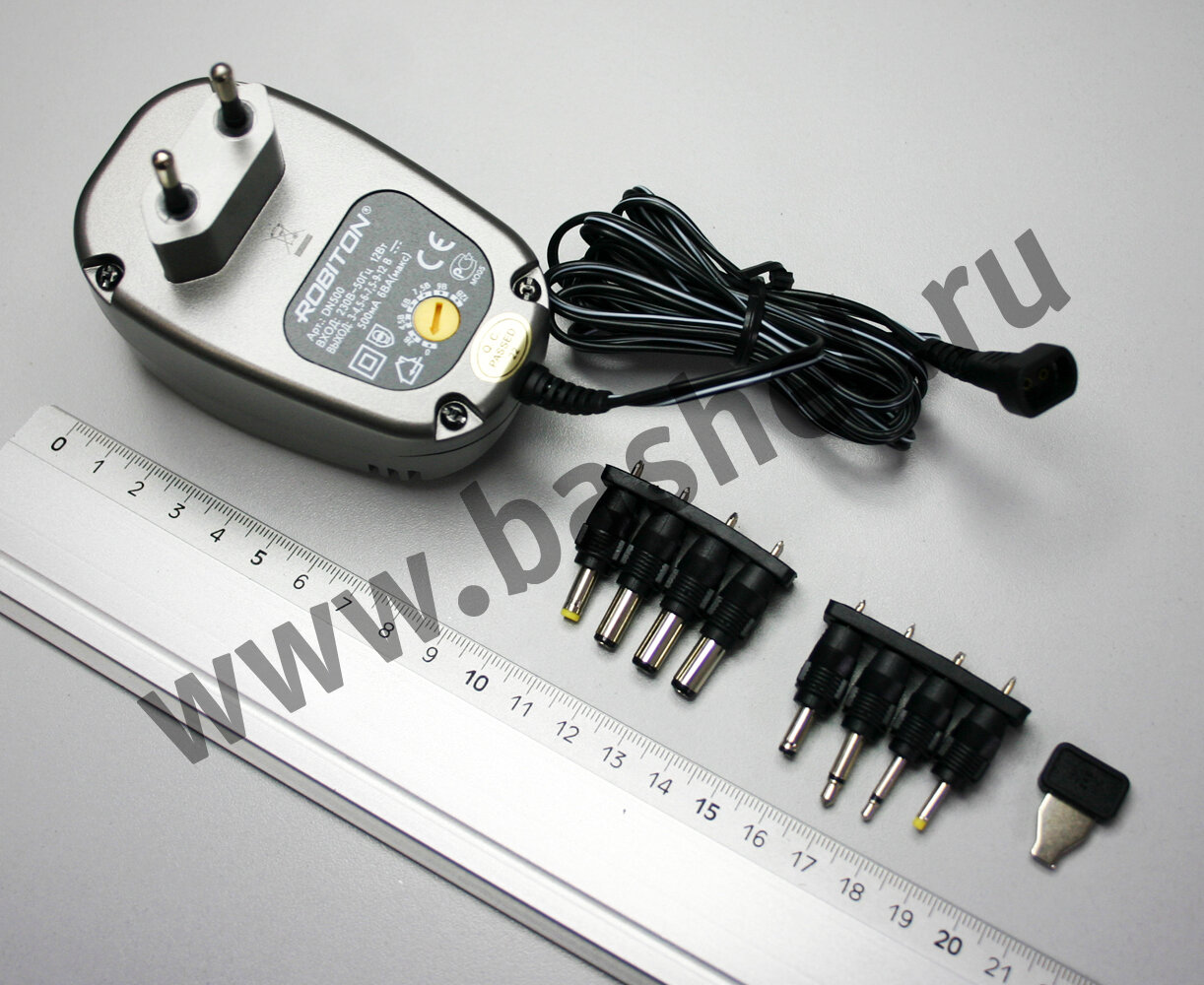Блок питания унив. ROBITON DN500 3-4,5-6-7,5-9-12В, макс. 500 мА нестаб, ROBITON