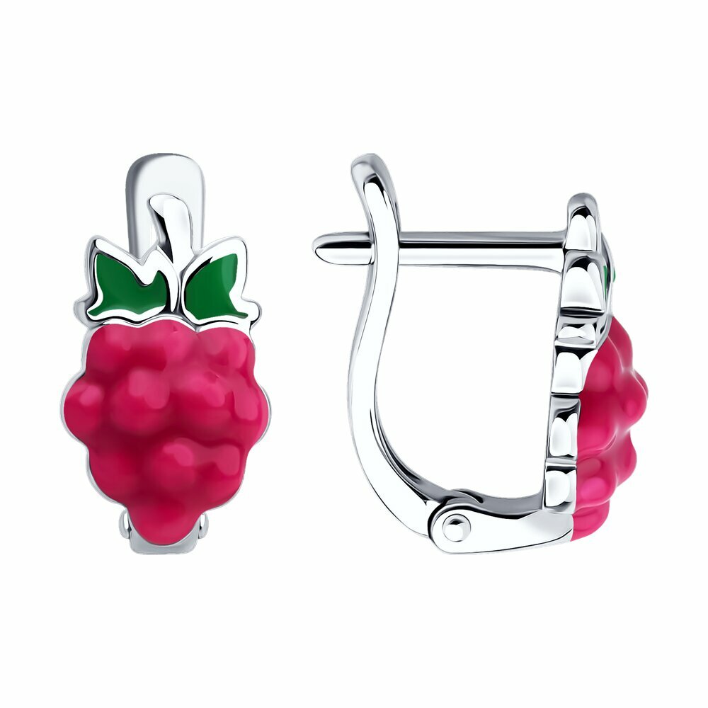 Серьги, серебро, 925 проба, родирование, эмаль