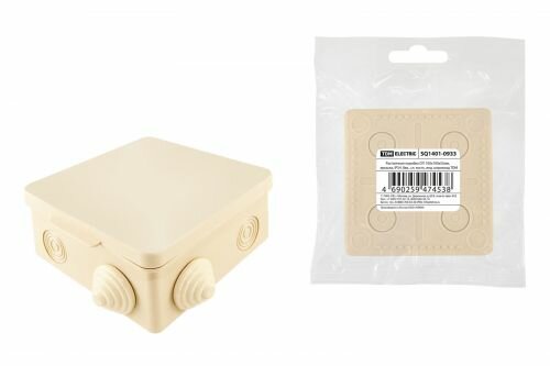 Коробка распаячная Tdm Electric ОП 100х100х55мм, крышка, IP54, 8вх, сл. кость, SQ1401-0933