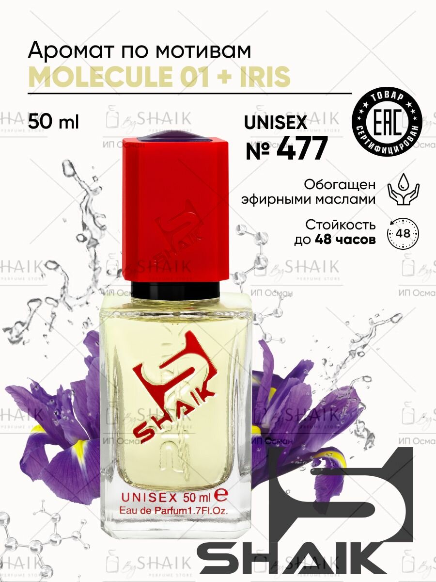 Парфюмерная вода унисекс SHAIK № 477 M E IRIS масляные духи женские туалетная вода молекула ирис 50 мл