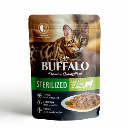 Mr.Buffalo STERILIZED пауч влажный корм для стерилизованных котов и кошек ягненок в соусе, 85 г