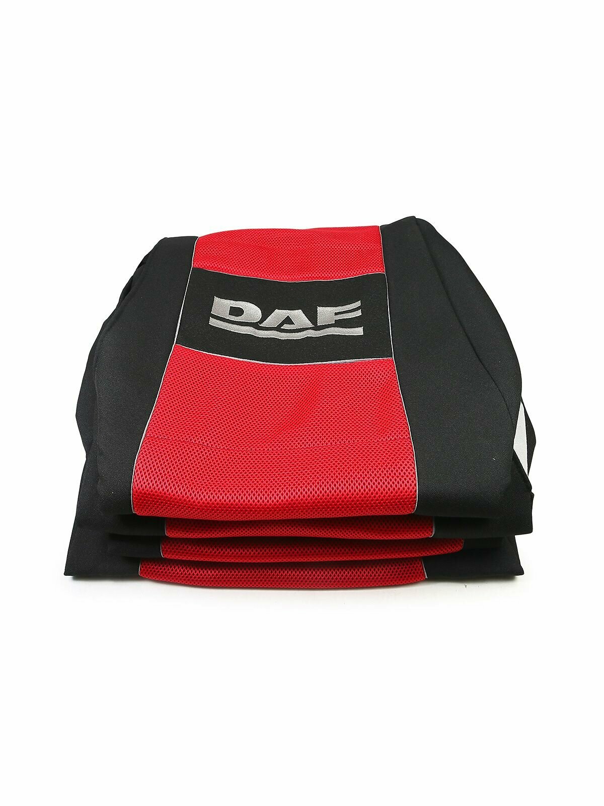 Чехлы на сиденья для грузовиков для DAF XF105/106 после 2012г. (2 ремня; 2 высоких сиденья). Ткань Жаккард. Вышивка. Сделано в России.(13580)