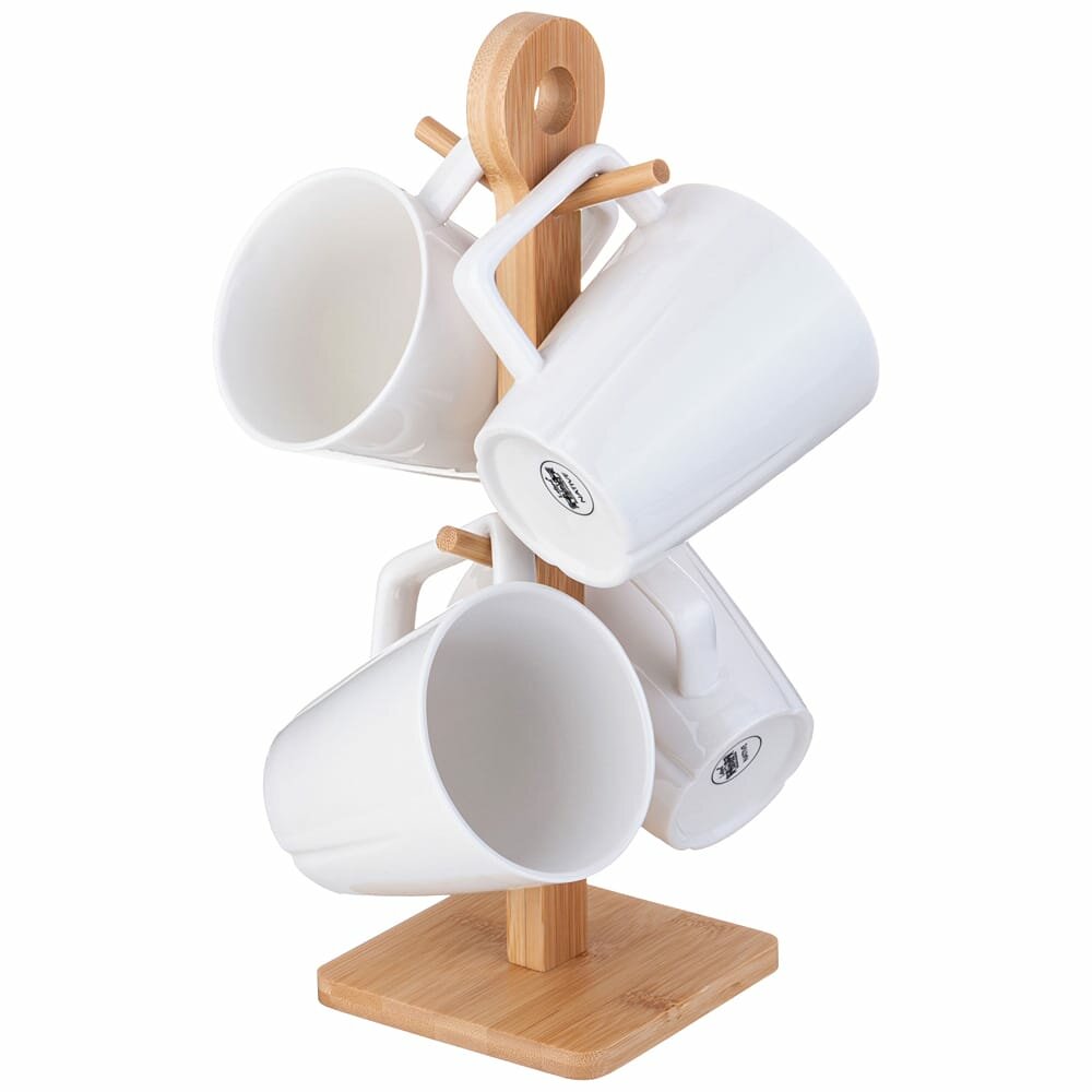 Набор кружек lefard native 4 шт. 320 мл на дерев. подставке KSG-587-178