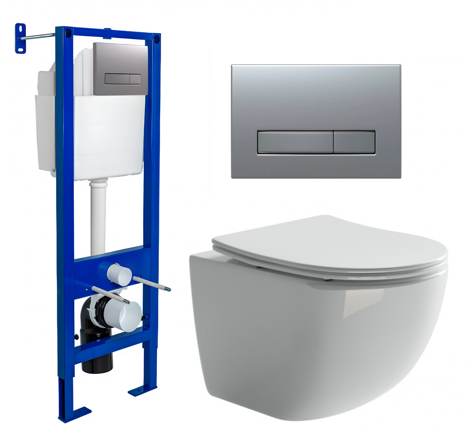 Комплект 3 в 1 инсталляция Berges Atom Line 410 + Унитаз подвесной Ceramica Nova Forma CN3009 + кнопка хром матовая