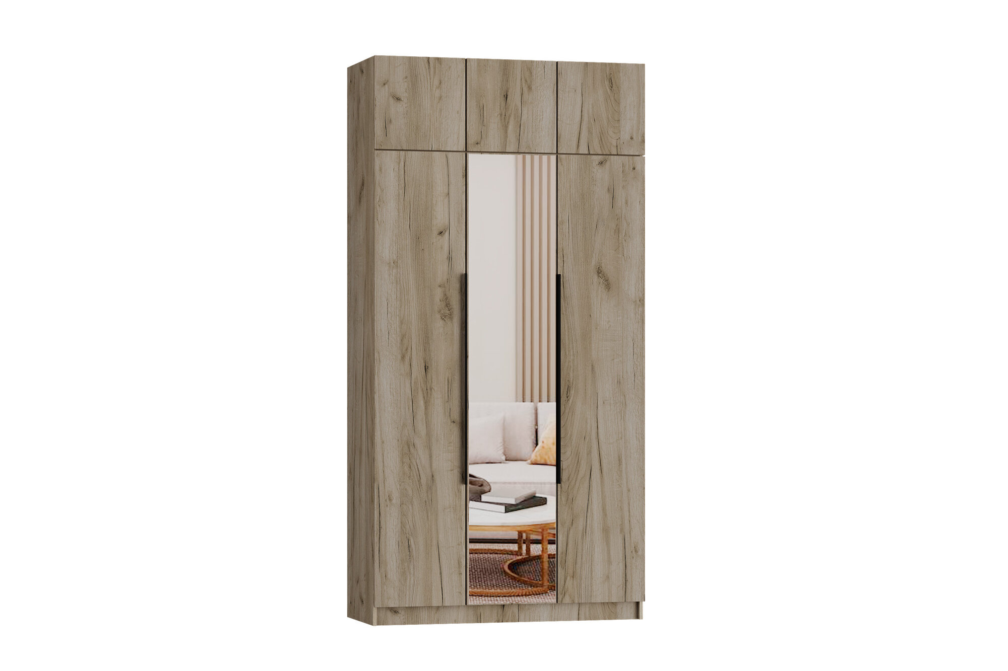 Шкаф Гюнтер 3 1400-520-2400 наполнение платье/белье цвет дуб крафт серый