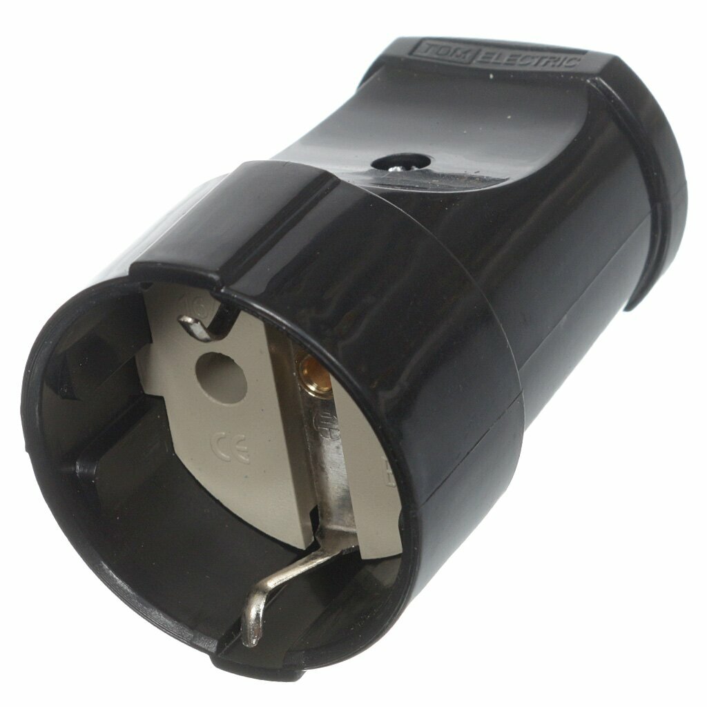 Кабельная розетка 2 полюса, с заземлением, 16 А, 250 В, черная, TDM Electric, SQ1806-0132