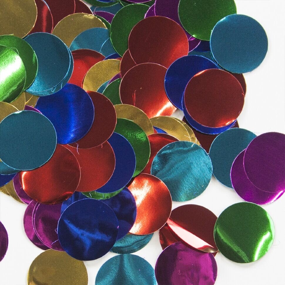 Конфетти фольга Круг, Ассорти, Металлик, 2 см, 50 г.