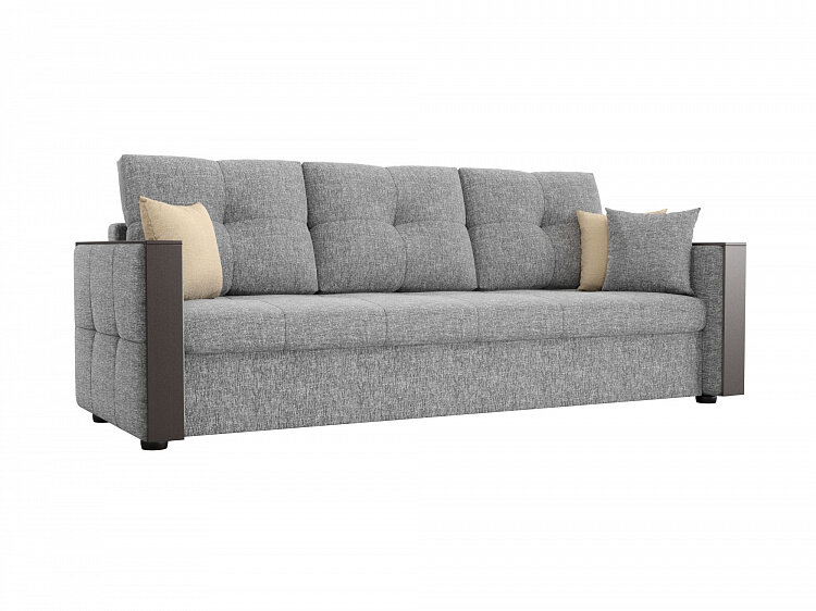 Прямой диван Валенсия серый рогожка, еврокнижка, 225х90х85 см, с ящиком для белья