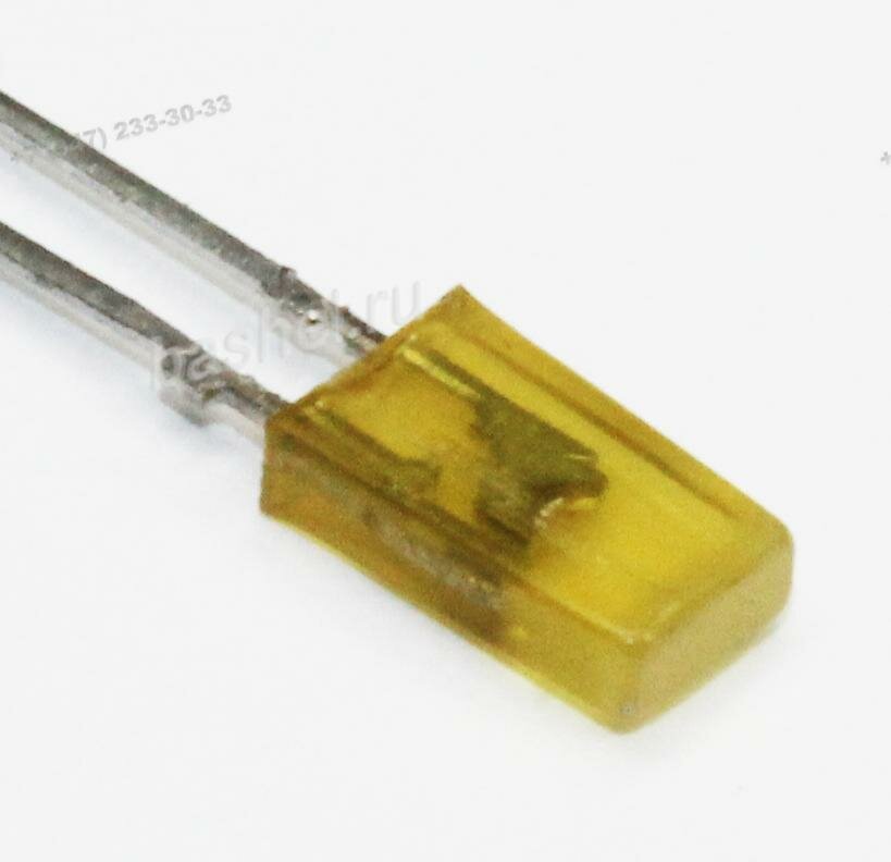 LED DIP 2x4x6mm КИПД28-Ж жёлтый, Светодиод, прямоугольный матовый 2x4x6мм