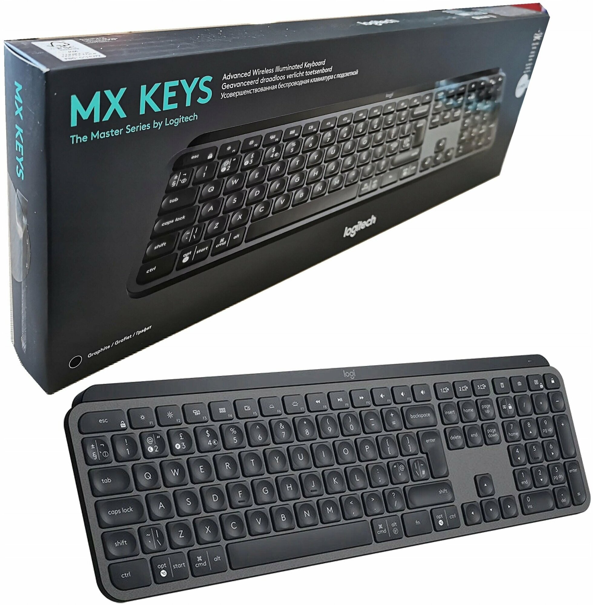 Игровая беспроводная клавиатура Logitech MX Keys графит, русская раскладка, черный