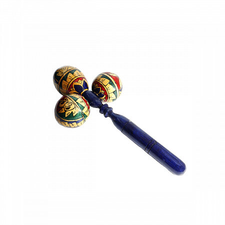 Маракас 3 яйца С ручкой цветной (дерево, длина 24-25 см.), с острова Бали, 1 шт.