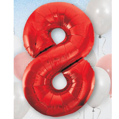 Шар фольгированный ненадутый К цифра 8 40" Красный