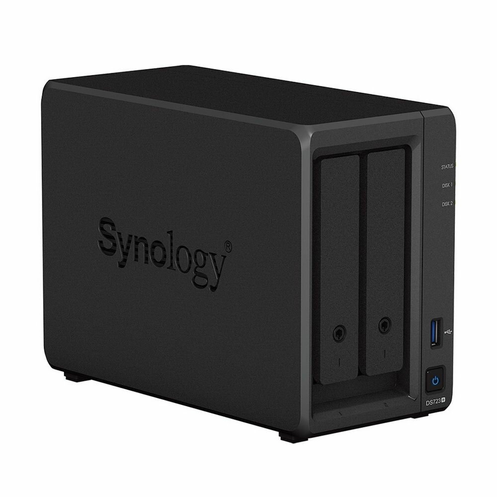 Synology DS723+ Сетевое хранилище 2x2.5"/3.5" SATA HDD/SSD, AMD Ryzen R1600/2x2.6GHz, 2GB DDR4, 2x1 Гбит/с, 1xUSB