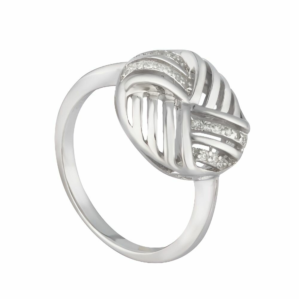 Кольцо тонкое, серебро, 925 проба, родирование, фианит