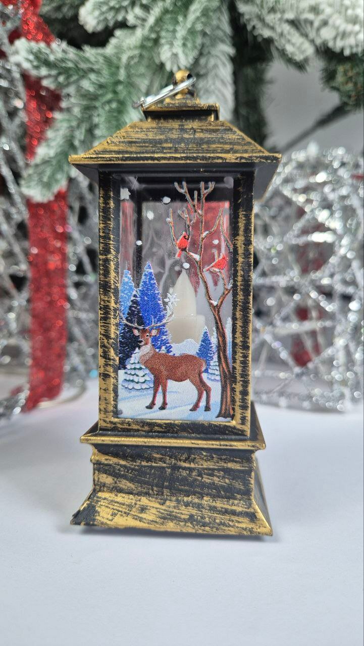 Новогодний фонарь-"Олень", подсветка, 1 режим, 3*АG13 (LR44), 14*5.5*5.5 см, бронзовый