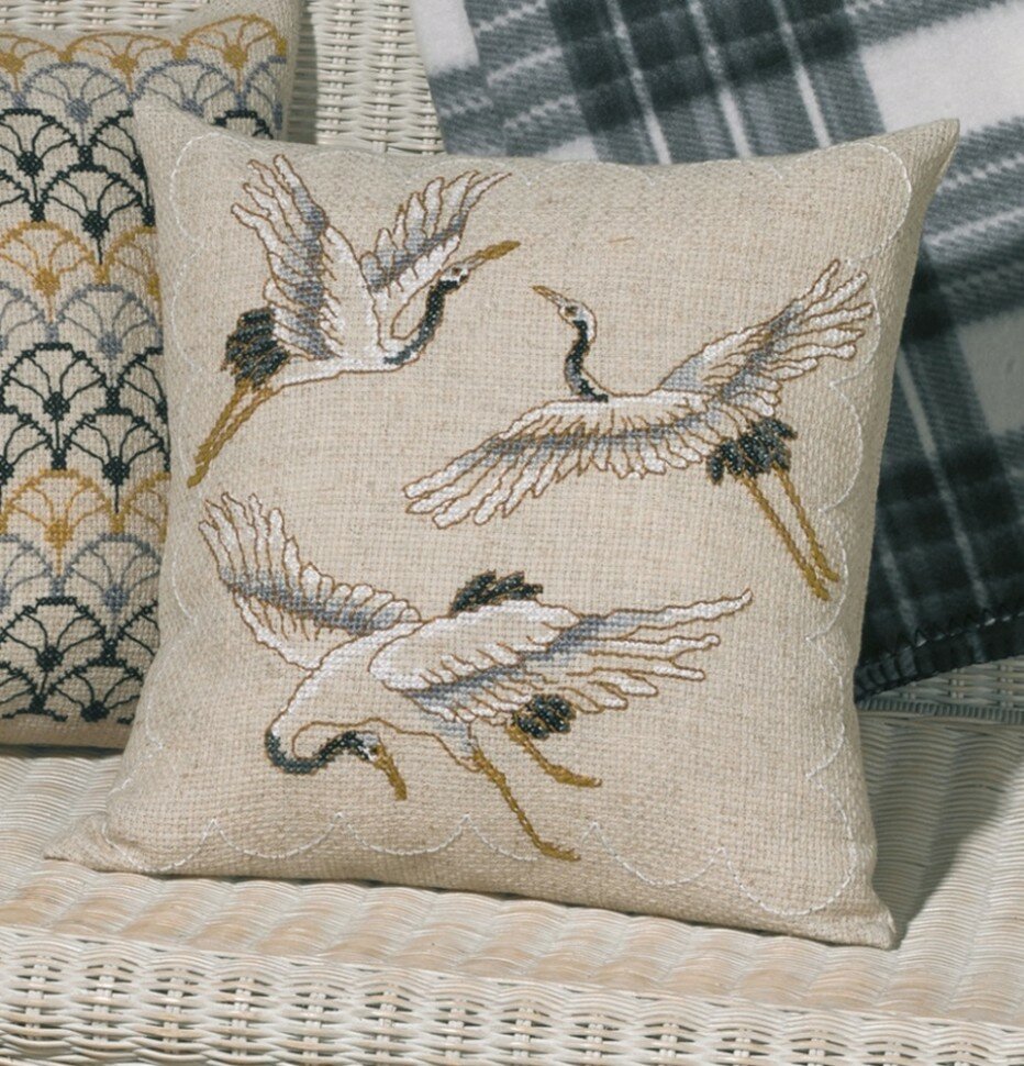 Набор для вышивания Permin #83-0740 Crane (Журавли), Счетный крест, 40 x 40 см