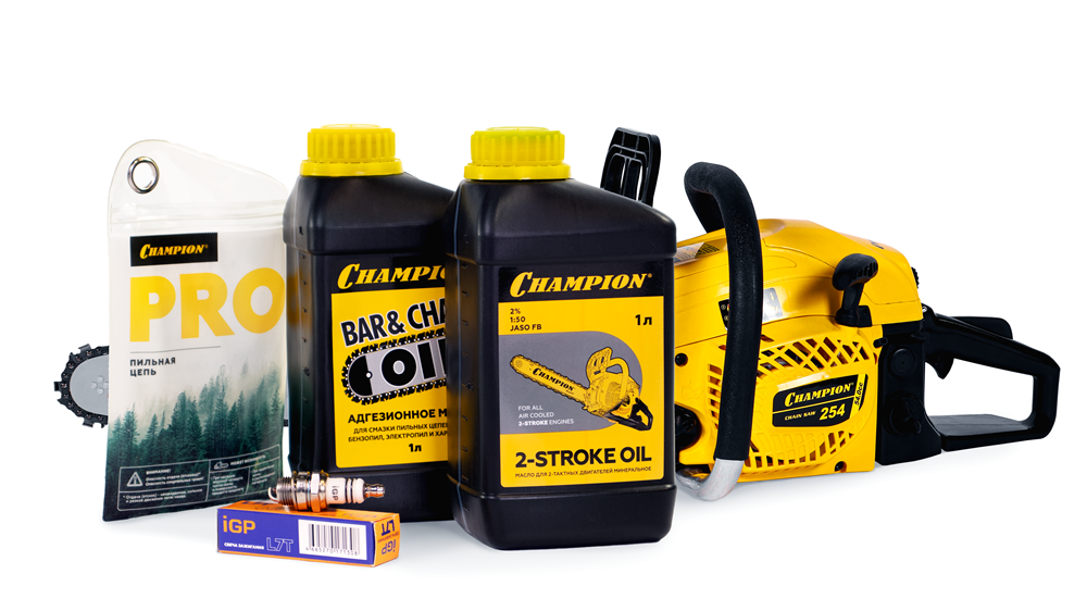 Бензиновая цепная пила CHAMPION A254-18 - подарочный набор