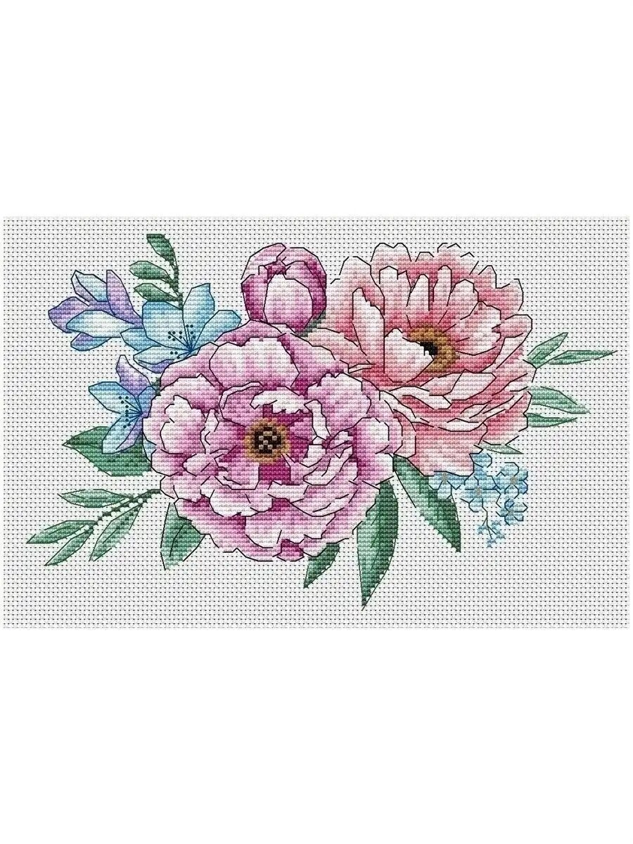 Набор для вышивания крестом Magic canva Нежные пионы 25х17 см